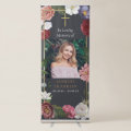 Christian Funeral In Loving Memory Floral Photo Retractable Banner | Zazzle