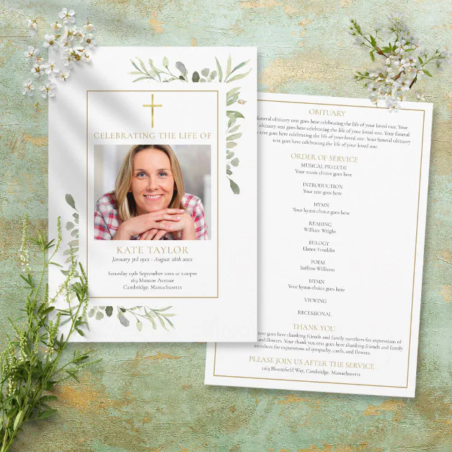 Christian Funeral Memorial Order Of Service Program | Zazzle