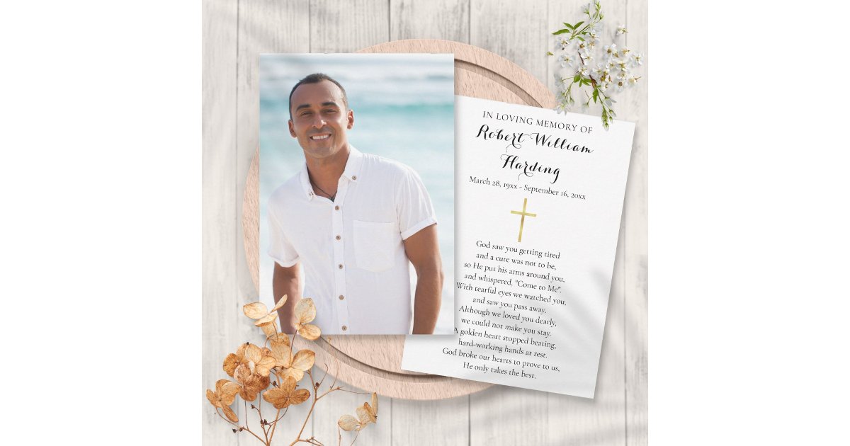 Christian Funeral Memorial Photo Prayer Card | Zazzle