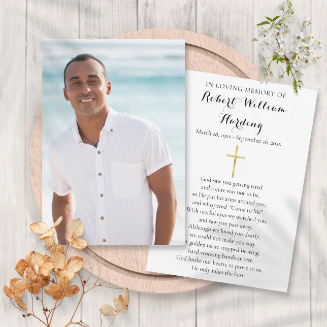 Christian Funeral Memorial Photo Prayer Card | Zazzle