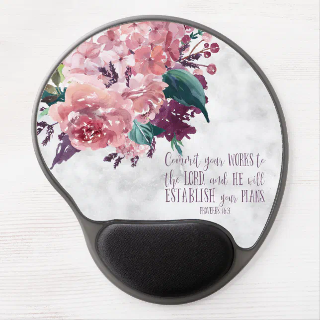 Christian Girly Floral Marble Bible Verse Gel Mouse Pad | Zazzle