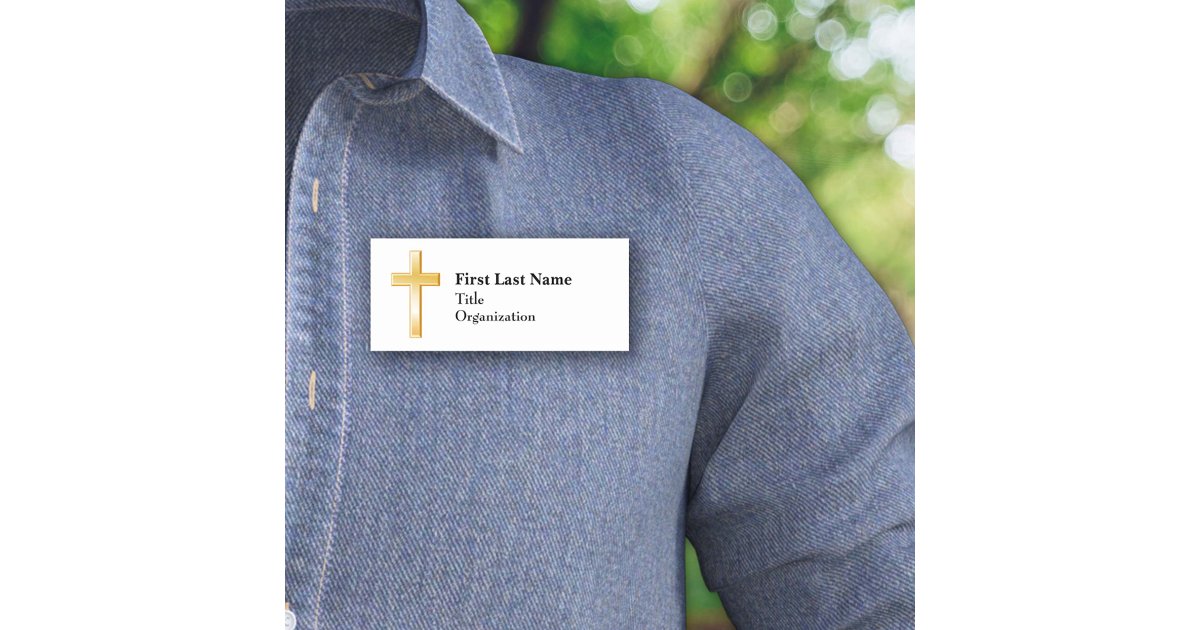 Christian Gold Cross Acrylic Name Tag | Zazzle