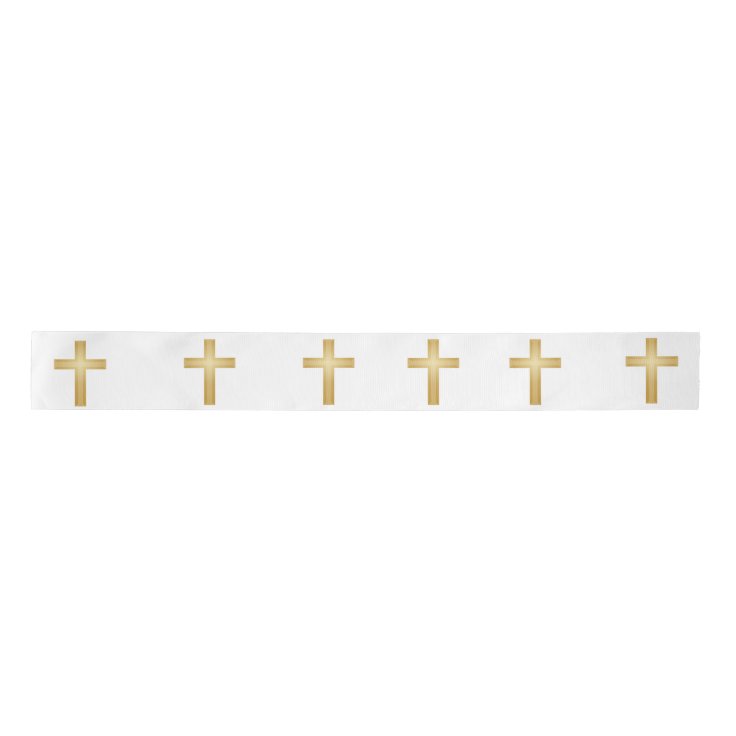 Christian Gold Cross Satin Ribbon | Zazzle