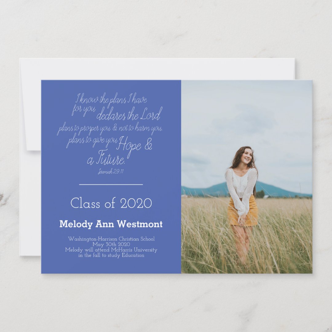 Christian Graduation Announcement Jeremiah 29 11 | Zazzle
