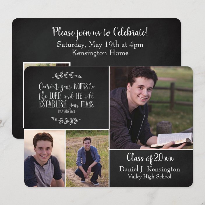 Christian Graduation Bible Verse Photo Collage Invitation | Zazzle.com