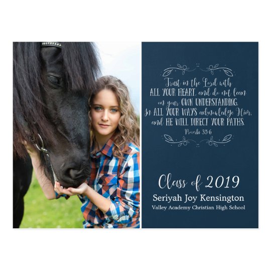 Christian Graduation Bible Verse | Rustic Blue Postcard | Zazzle.com