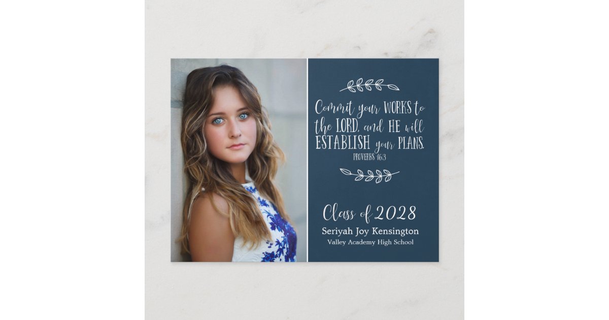 Christian Graduation Bible Verse Typography Postcard | Zazzle