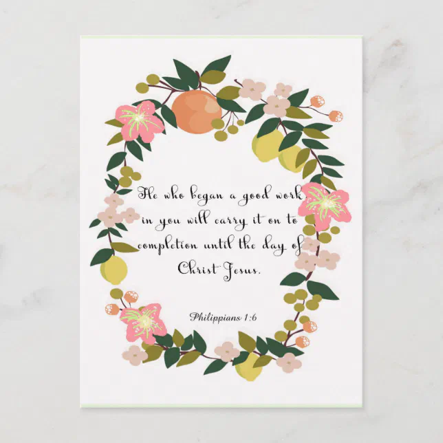 Christian inspirational Art - Philippians 1:6 Postcard | Zazzle