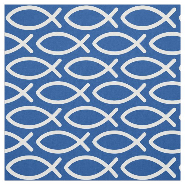 Christian Fish Symbol Ichthys Pattern Custom Image Fabric | Zazzle