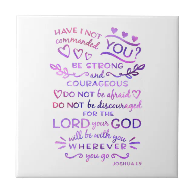 Christian Joshua 1:9 Bible Scripture Ceramic Tile | Zazzle