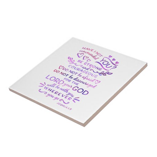 Christian Joshua 1:9 Bible Scripture Ceramic Tile | Zazzle