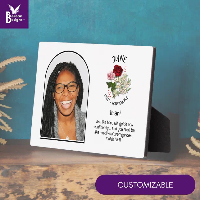 Christian JUNE Birth Month Flower NAME PHOTO Plaque | Zazzle