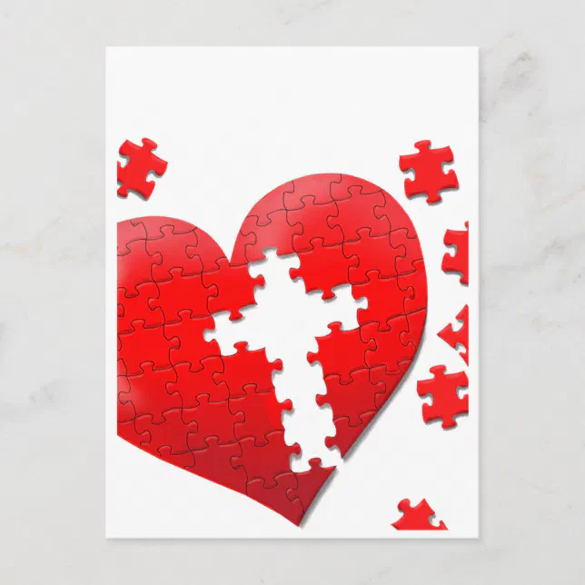 Christian love heart jigsaw puzzle postcard | Zazzle