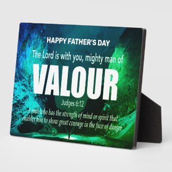 Christian MIGHTY MAN OF VALOUR Happy Father's Day Plaque | Zazzle
