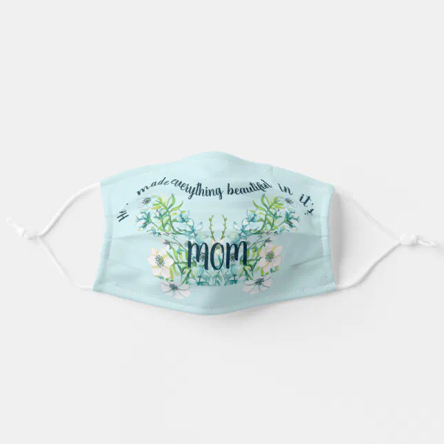 Christian Name Bible Verse Floral Blue Adult Cloth Face Mask | Zazzle