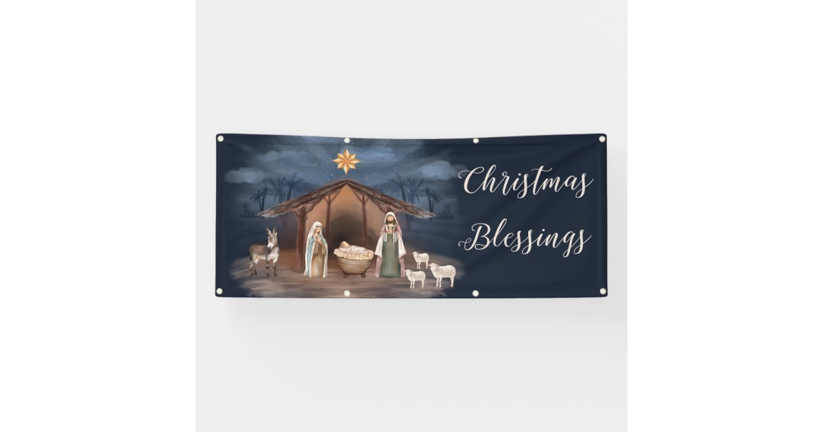Christian Nativity Christmas Banner | Zazzle