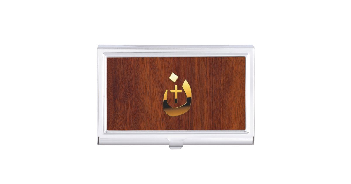 Christian Nazarene Cross Symbols in Gold Business Card Holder | Zazzle