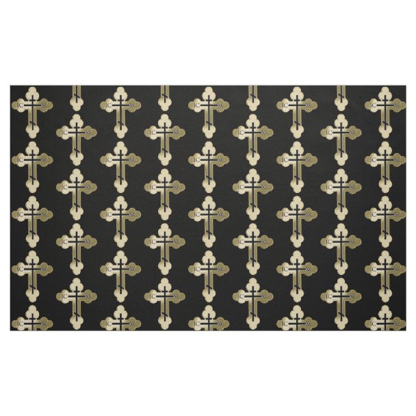 Christian Cross White on Pink Damask Pattern Fabric | Zazzle