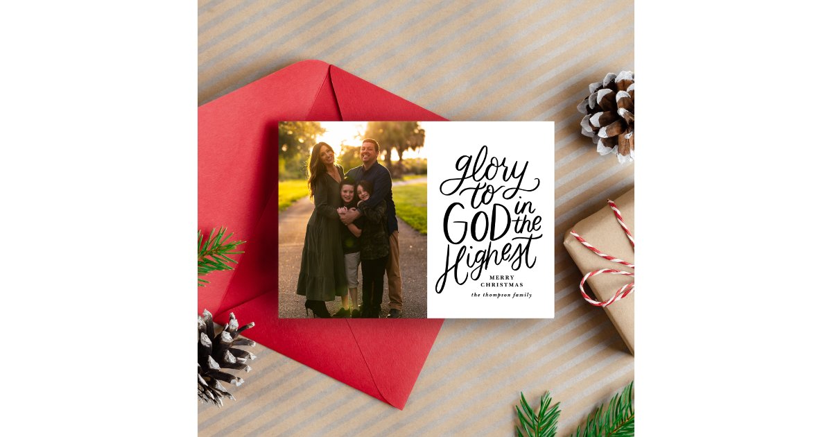Christian Photo Christmas Card Simple Glory To God | Zazzle