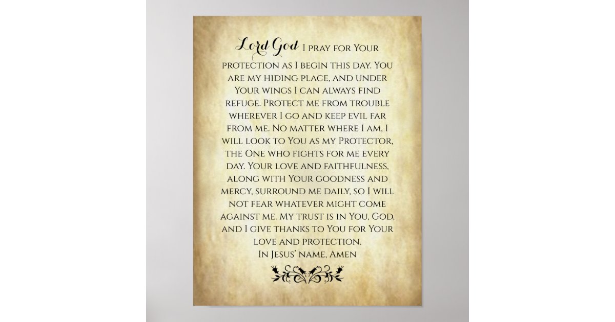 Christian Prayer for Protection Poster | Zazzle