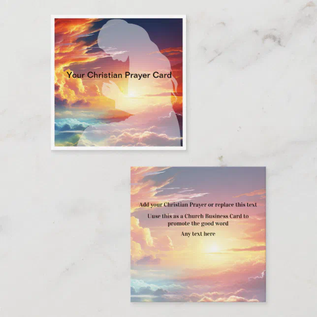 Christian Prayer Sunset Sky Heavens Square Business Card | Zazzle