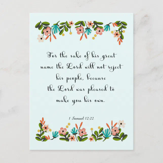 Christian Quote Art - 1 Samuel 12:22 Postcard | Zazzle