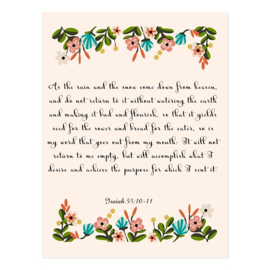 Christian Quote Art - Isaiah 55:10-11 Postcard | Zazzle.com