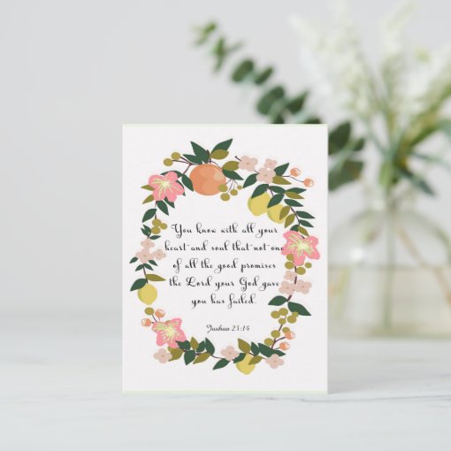Christian Quote Art - Joshua 23:14 Postcard | Zazzle