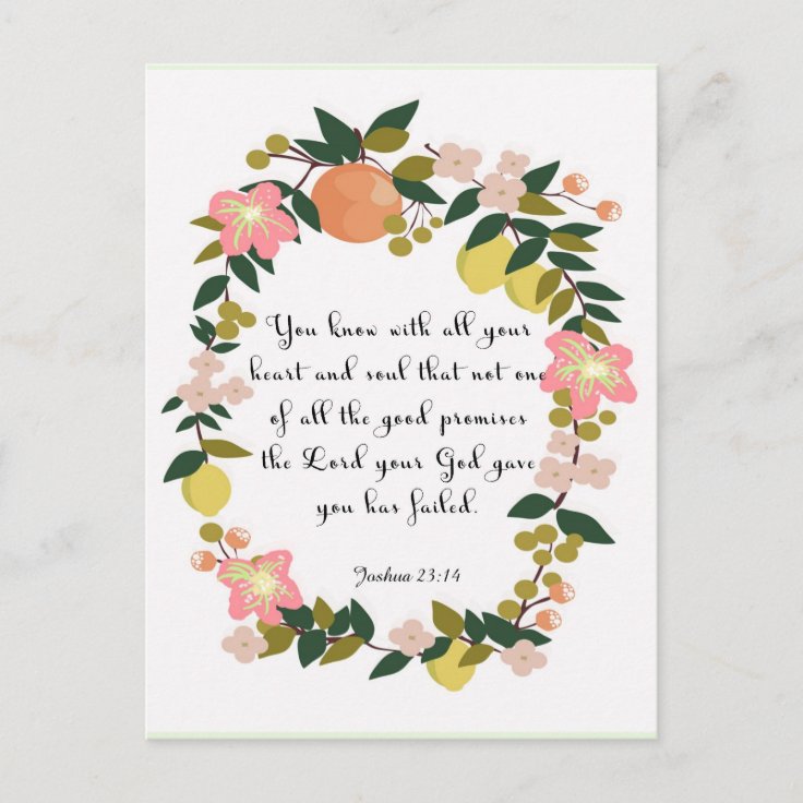 Christian Quote Art - Joshua 23:14 Postcard | Zazzle