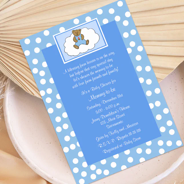 Christian Religious Baby Shower Invitation Blue | Zazzle
