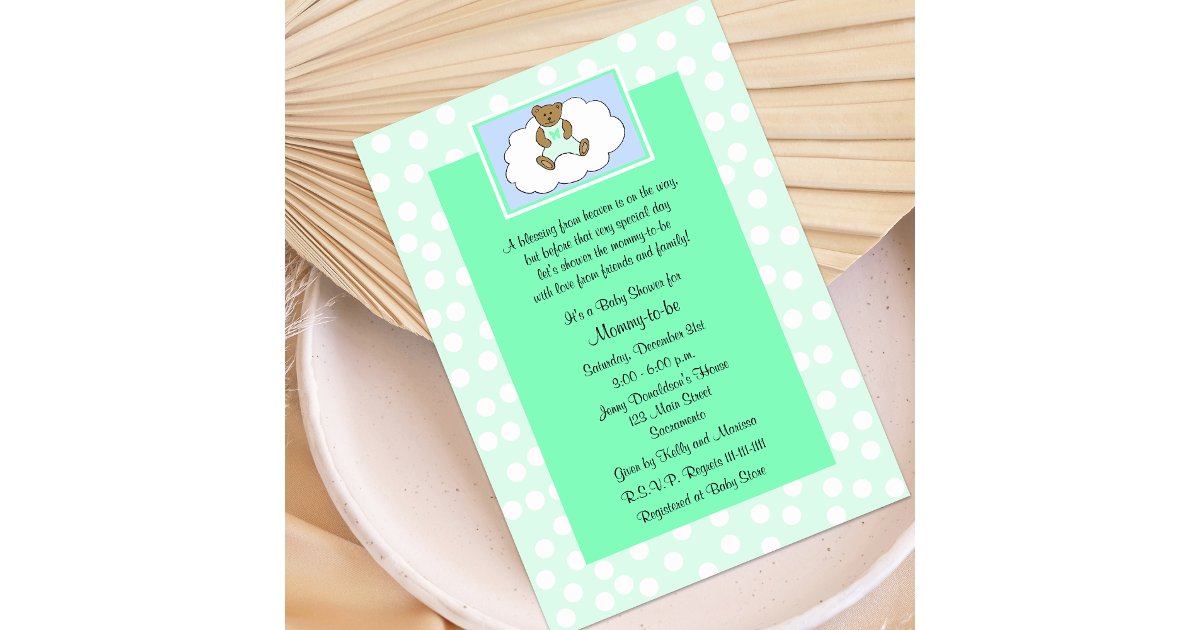 Christian Religious Baby Shower Invitation Green | Zazzle