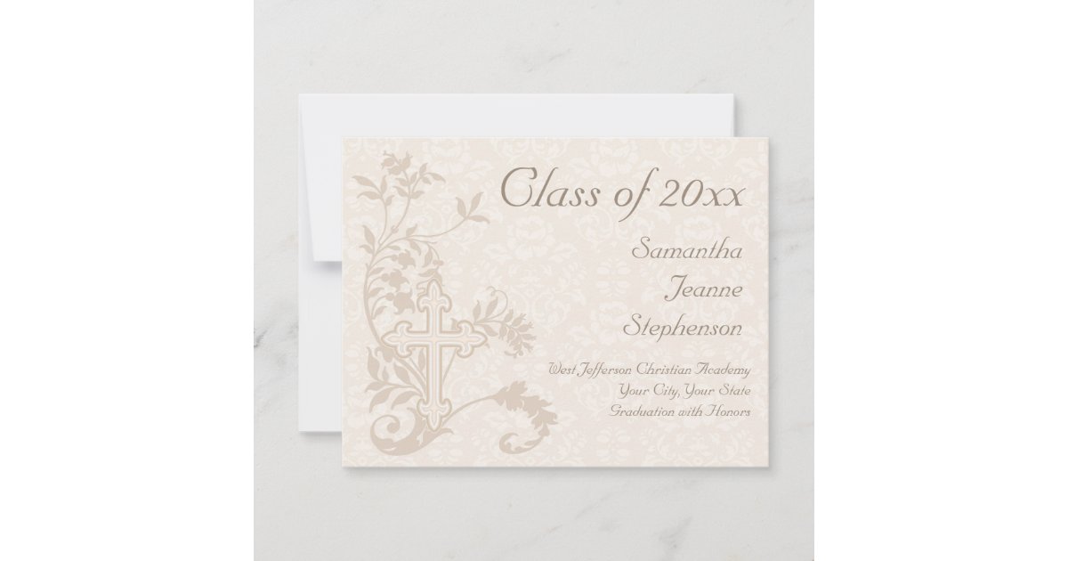 Christian Religious Graduation Announcement, Cream Invitation | Zazzle