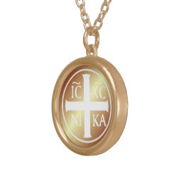 Christian Religious Icon ICXC NIKA Christogram Gold Plated Necklace ...