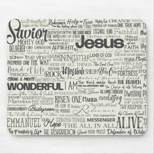 Christian Religious Names of God Text Typography Mouse Pad | Zazzle