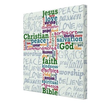Christian Religious Word Art Cross Canvas Print | Zazzle