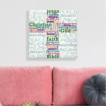 Christian Religious Word Art Cross Canvas Print | Zazzle