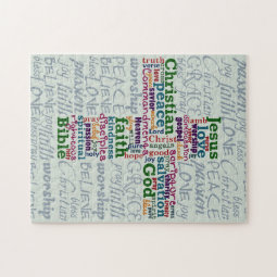 Christian Religious Word Art Cross Jigsaw Puzzle | Zazzle