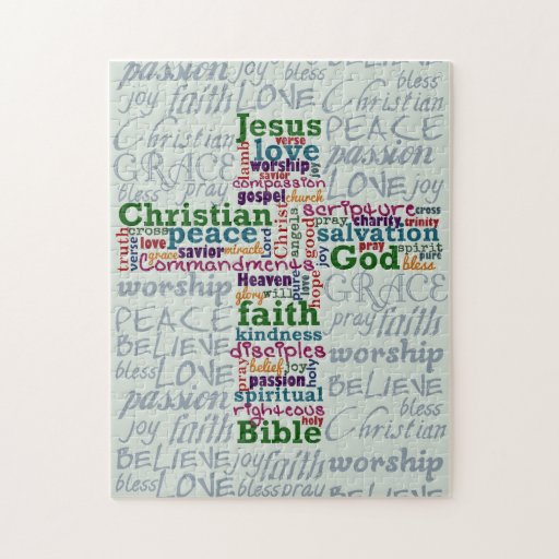 Christian Religious Word Art Cross Jigsaw Puzzle | Zazzle