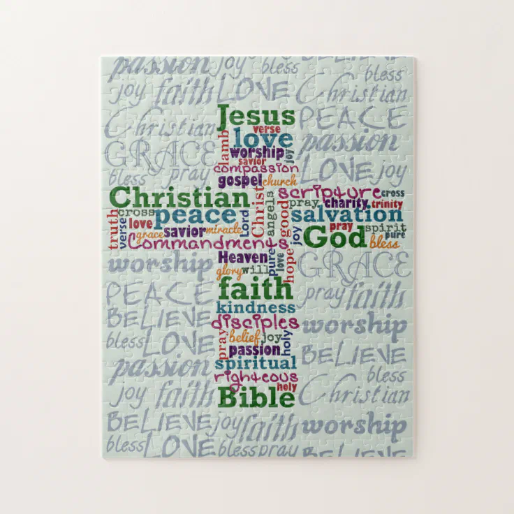 Christian Religious Word Art Cross Jigsaw Puzzle | Zazzle