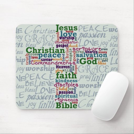 Christian Religious Word Art Cross Mouse Pad | Zazzle