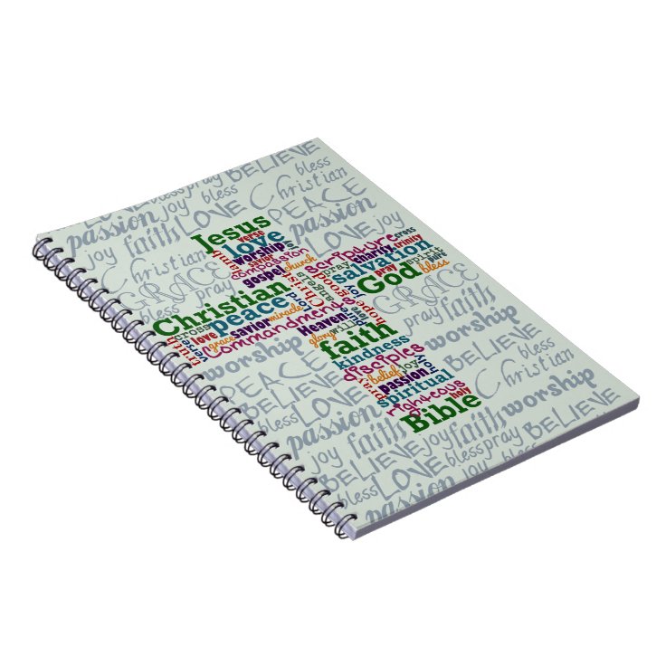 Christian Religious Word Art Cross Notebook | Zazzle