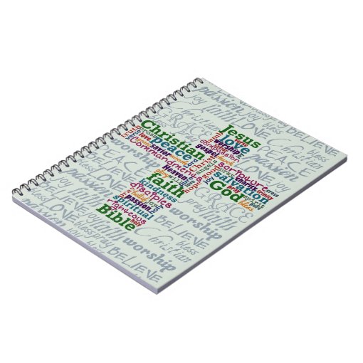 Christian Religious Word Art Cross Notebook | Zazzle