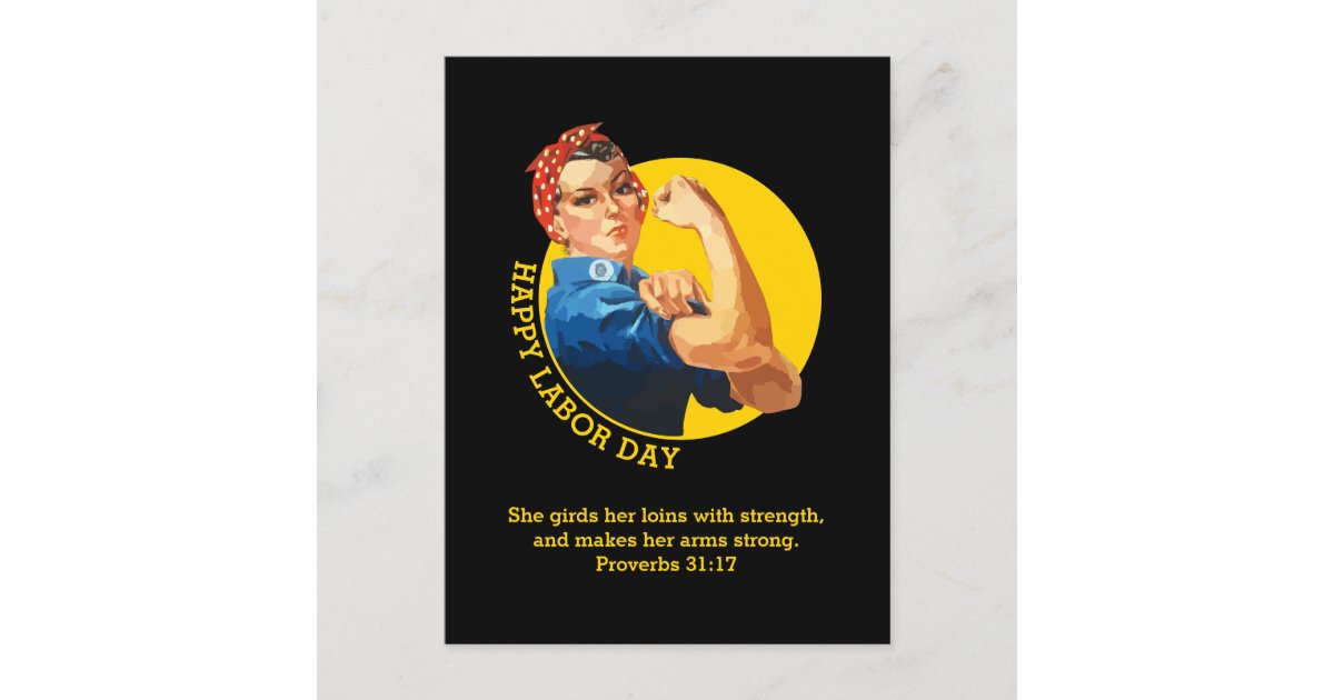 Christian ROSIE RIVETER Labor Day Postcard | Zazzle