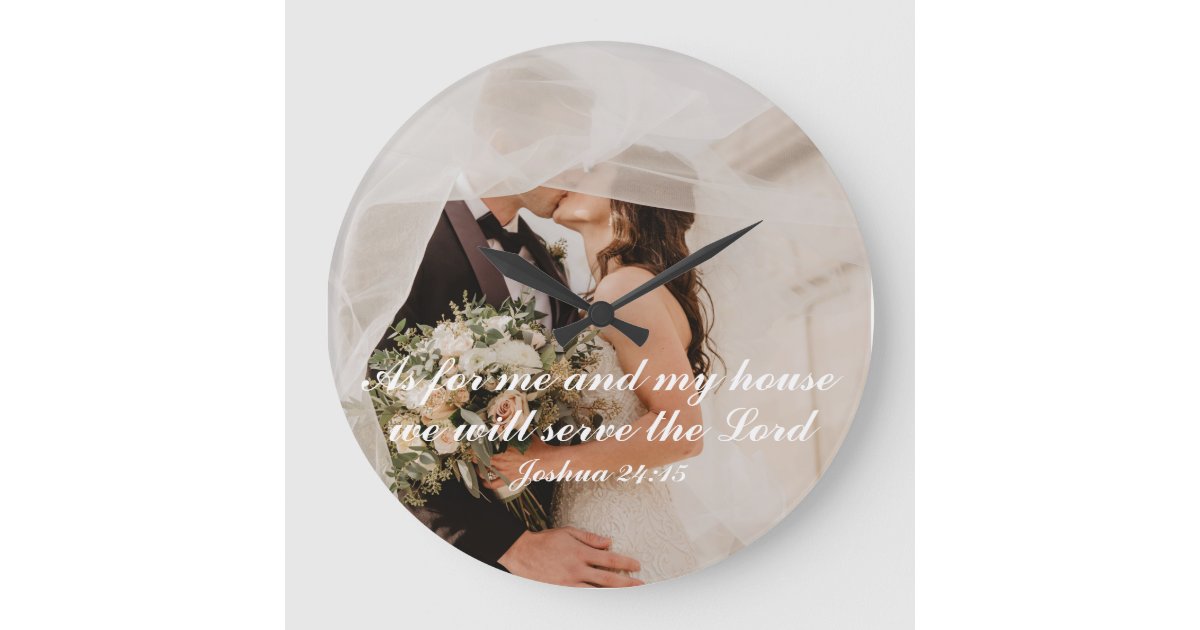 Christian Scripture Wedding Photo Wall Clock | Zazzle
