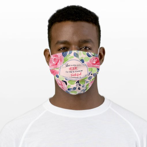 Christian She Holds onto Hope Pink Floral Bible Adult Cloth Face Mask ...
