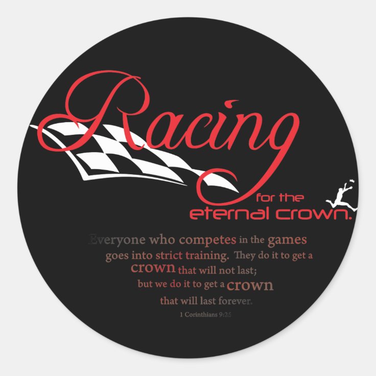 Christian stickers: Racing Classic Round Sticker | Zazzle
