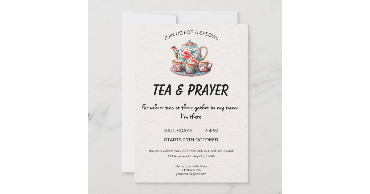 Christian Tea & Prayer Invitation | Zazzle