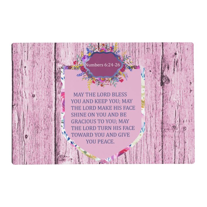 Christian The Blessing Pink Floral Bible Verse Placemat | Zazzle.com