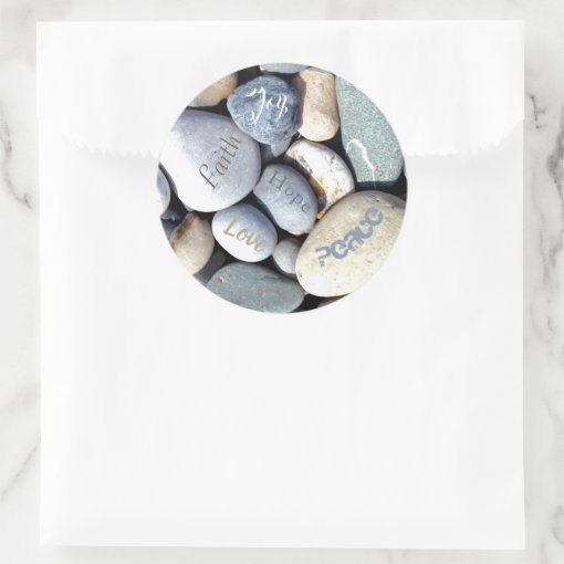 Christian Value Love Hope Faith Joy Peace Pebbles Classic Round Sticker ...