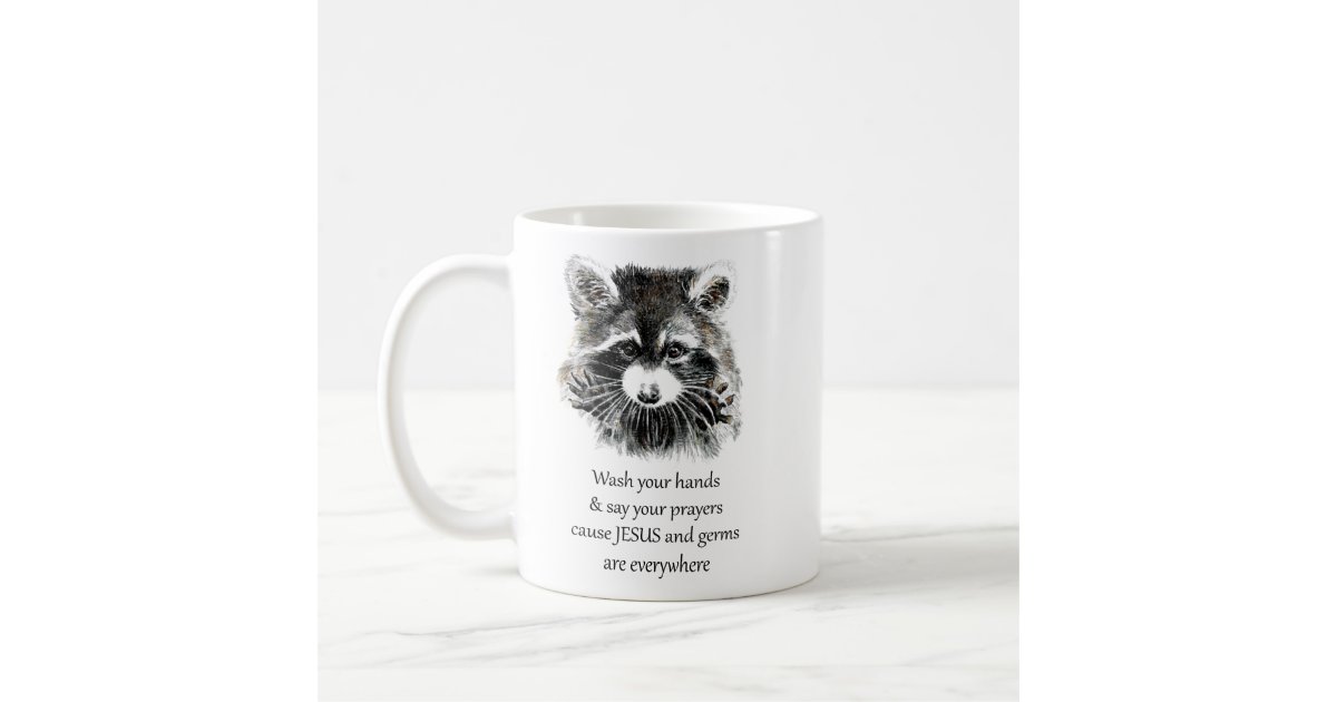 Christian Washroom Wash your Hands Raccoon Animal Coffee Mug | Zazzle